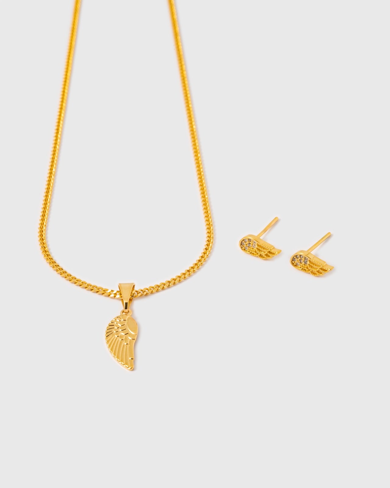Combo Cadena Eslabón + Dije Ala + Arete Ala en Oro laminado 18k para D ...